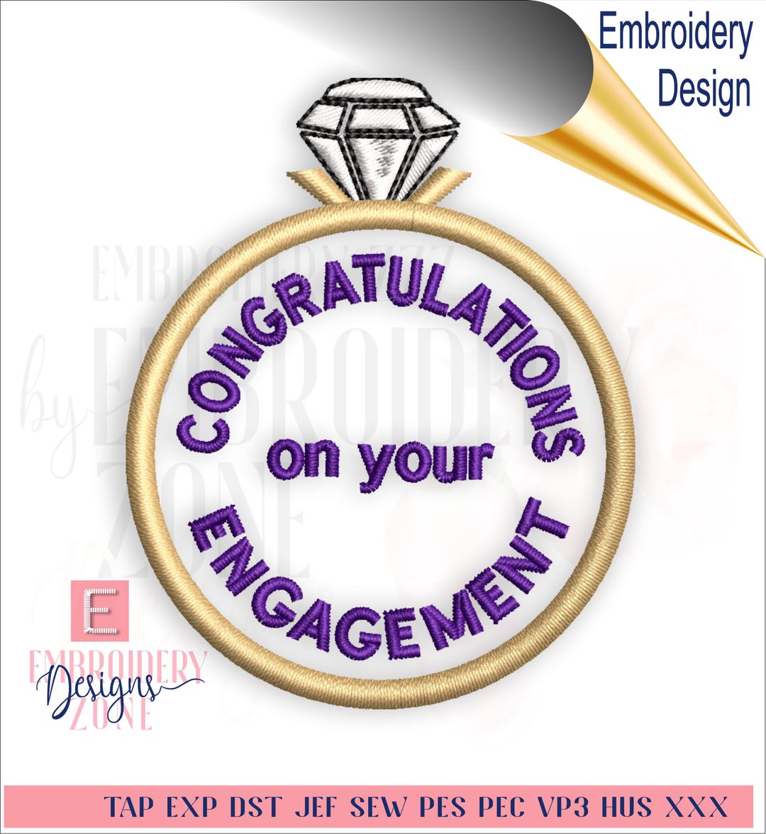 Engagement Ring Embroidery Design: Diamond Border Frame Digital ...