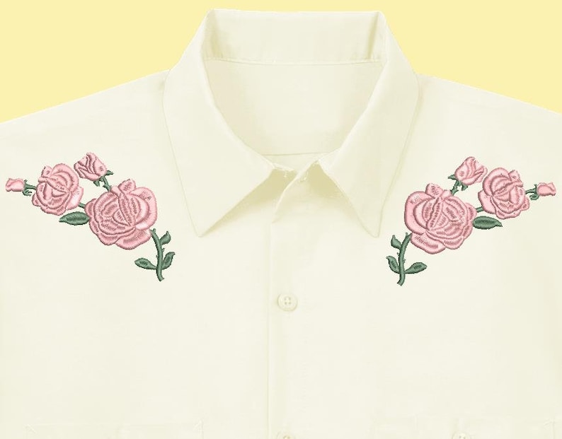Roses Machine Embroidery Design for Western Shirt. Back and - Etsy
