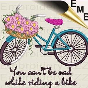 Vintage Bicycle Embroidery Design. Bike With Basket of Flowers ...