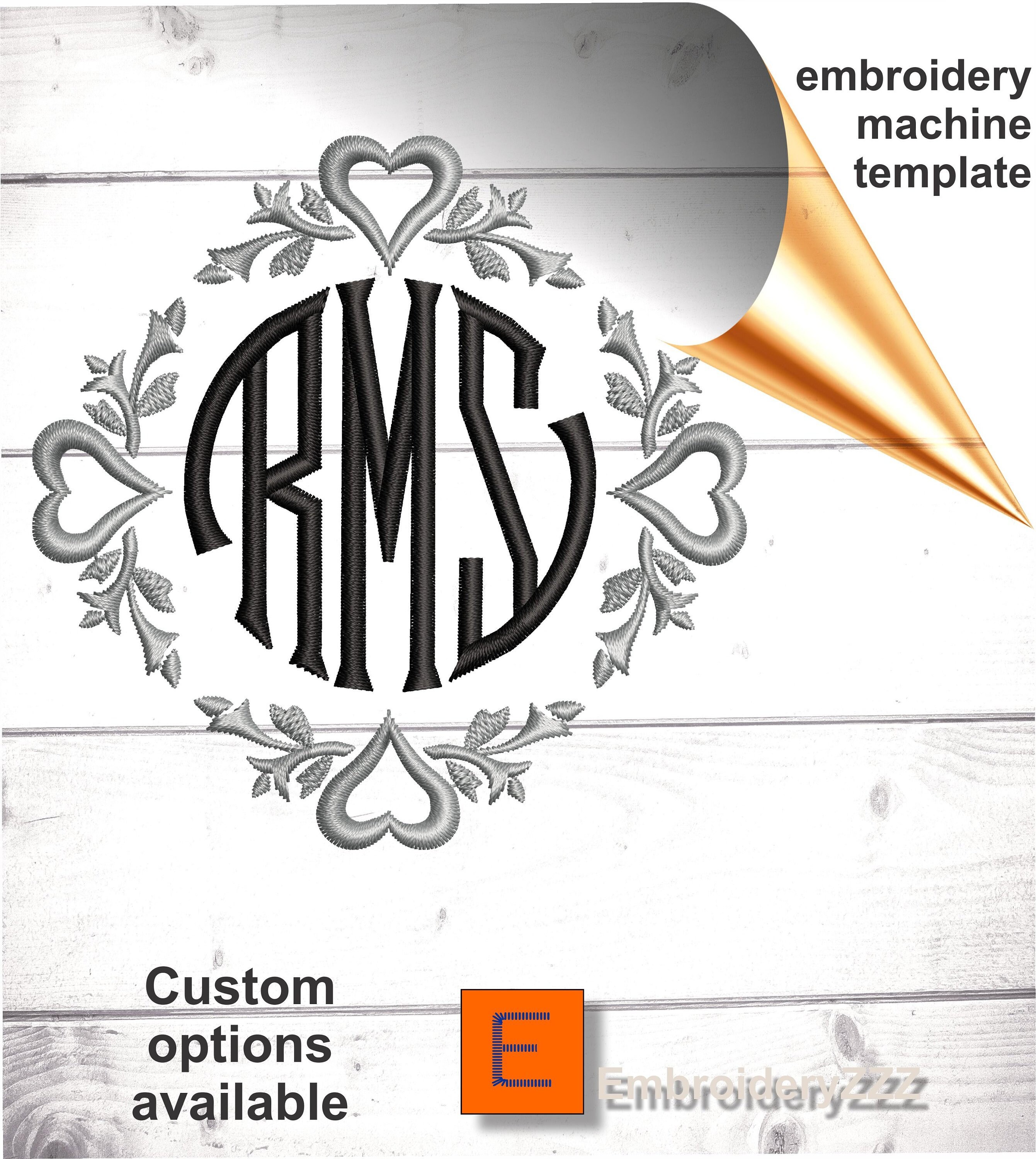 Circle Monogram Embroidery Frame. Valentine Monogram to | Etsy