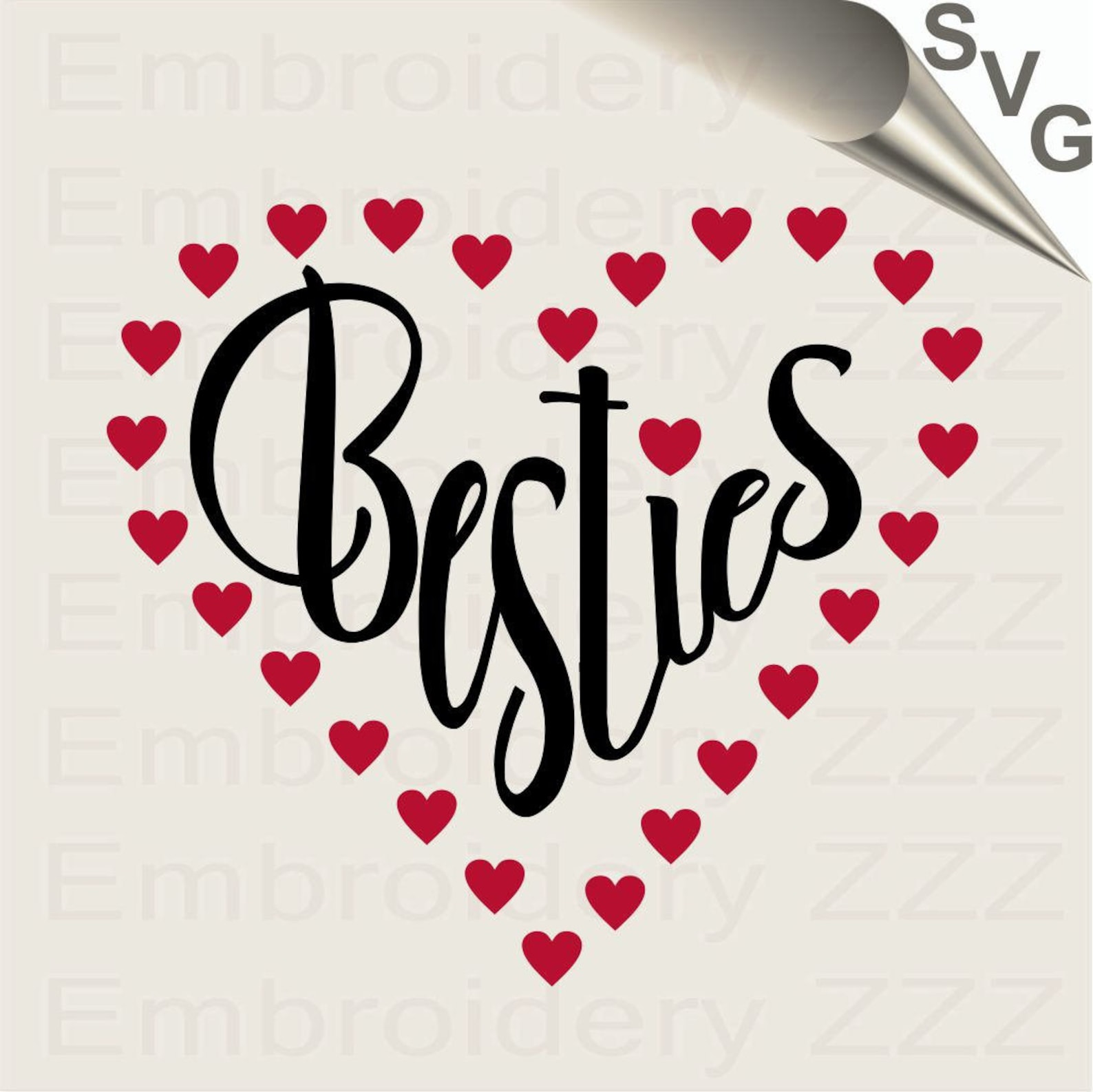 Besties svg design BFF cut file decal htv transfer Best | Etsy
