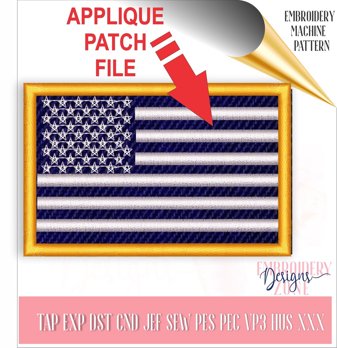 In the Hoop US Flag Design File for Machine Embroidery Applique With ...