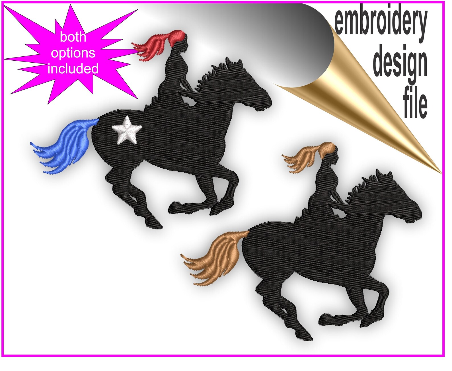 Horse and Rider Machine Embroidery Design File. Equestrian | Etsy