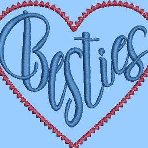 Besties Embroidery Pattern Design. BFF Valentine Heart Monogram Border ...