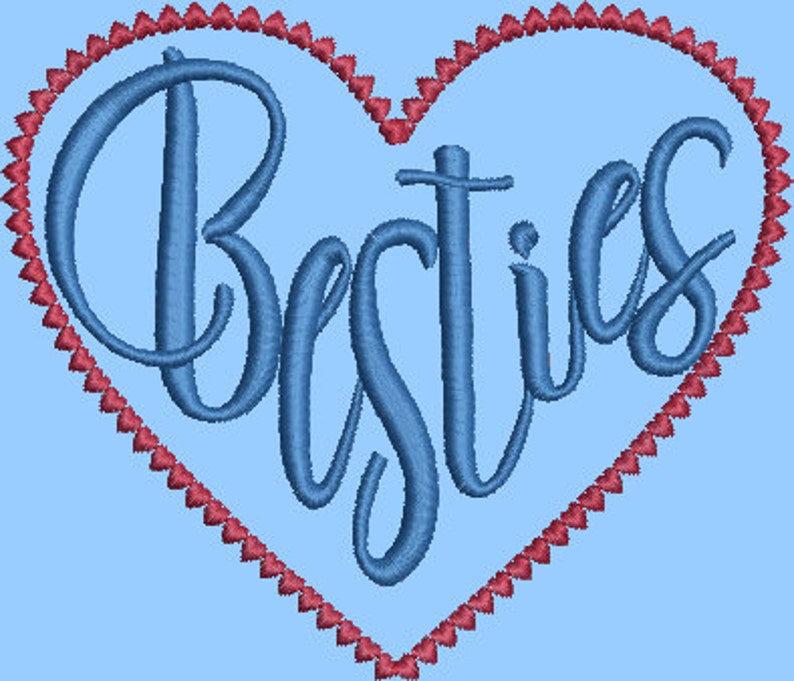 Besties Embroidery Pattern Design. BFF Valentine Heart - Etsy