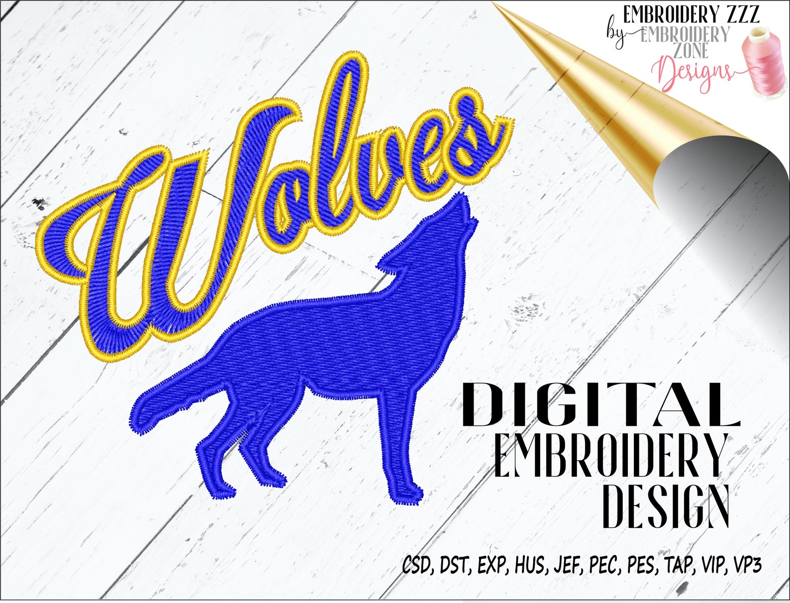 Wolves mascot school logo embroidery design. Template to | Etsy