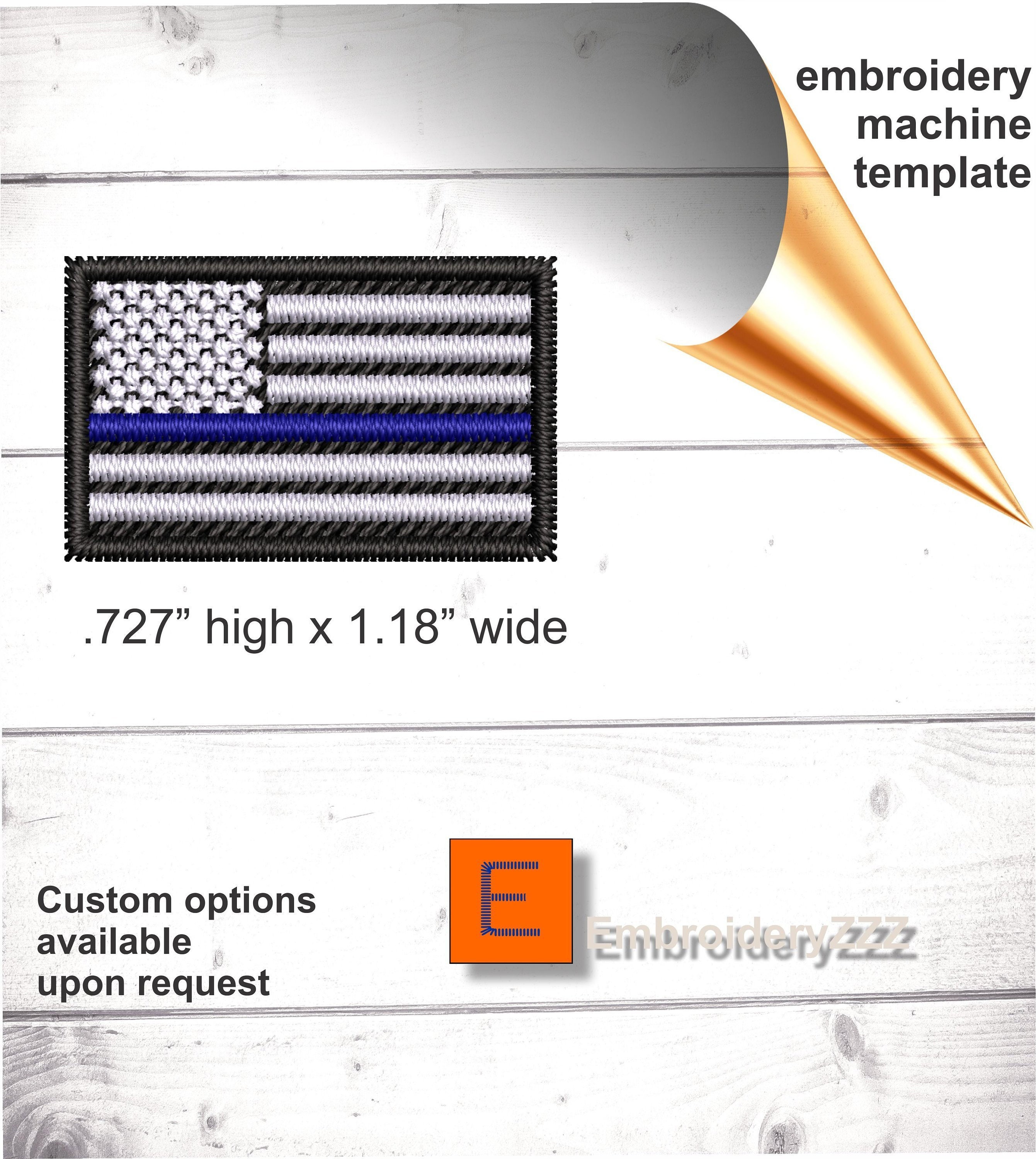 3/4 X 1 Inch Thin Blue Line Flag Embroidery Design Small USA | Etsy