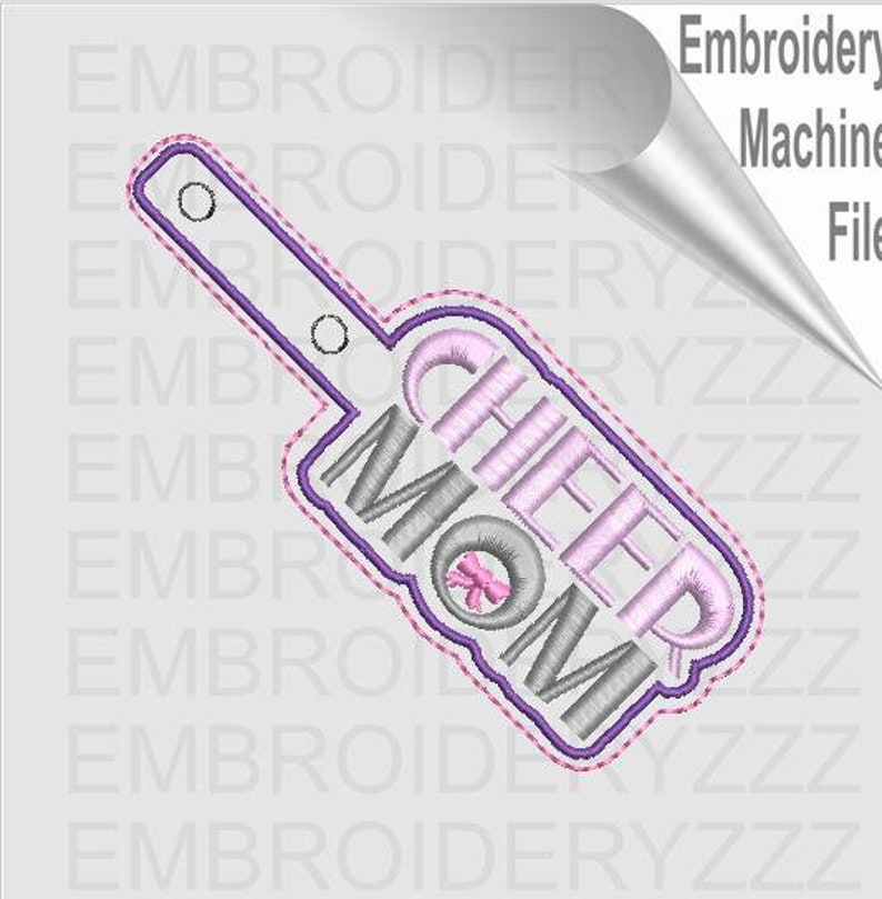 Cheer Mom Key Chain Embroidery Design in the Hoop, Snap-tab Ith Key Fob ...