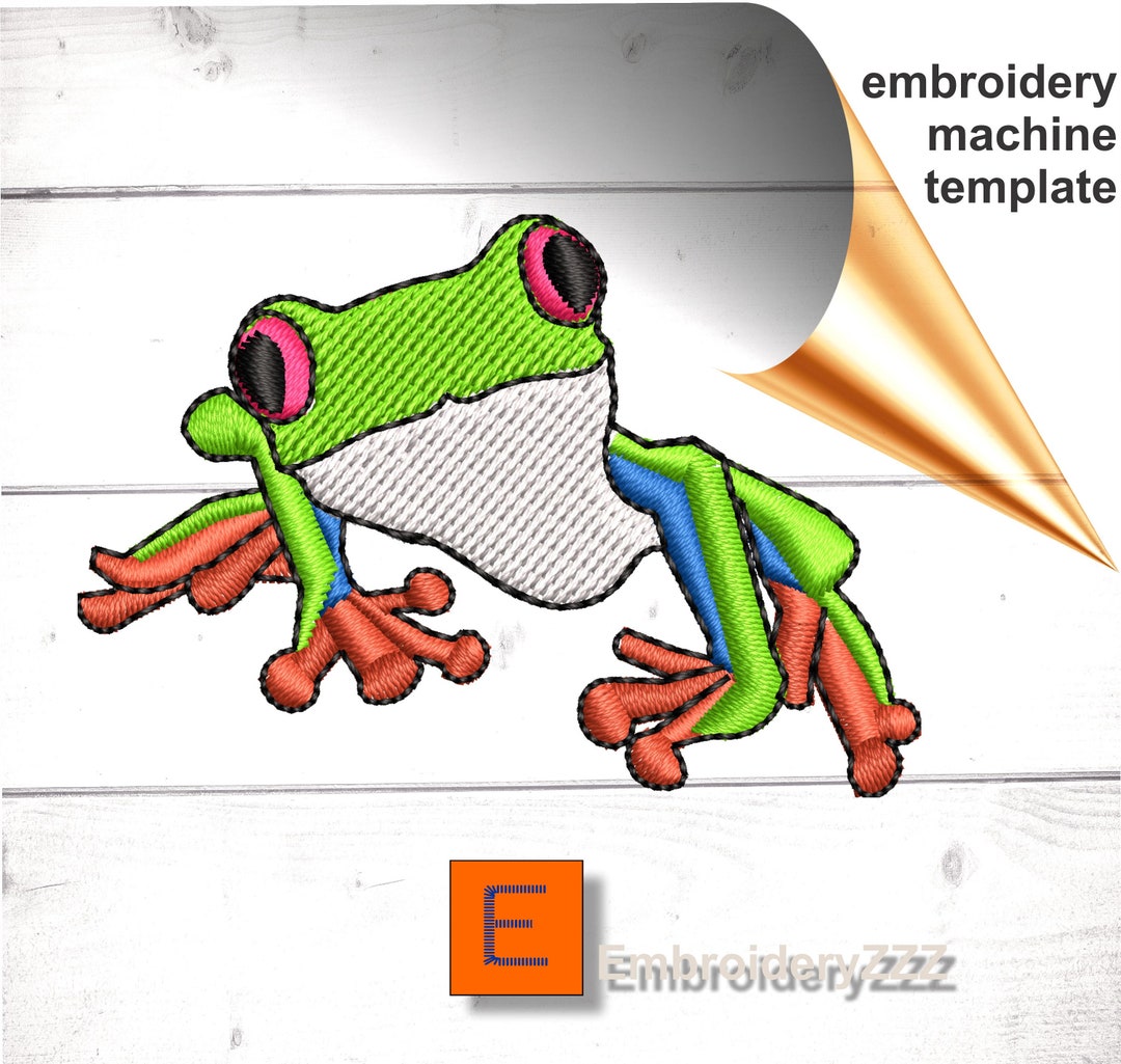 Tree Frog Embroidery Design Pattern. Red Eyed Rain Forest Frog Template ...