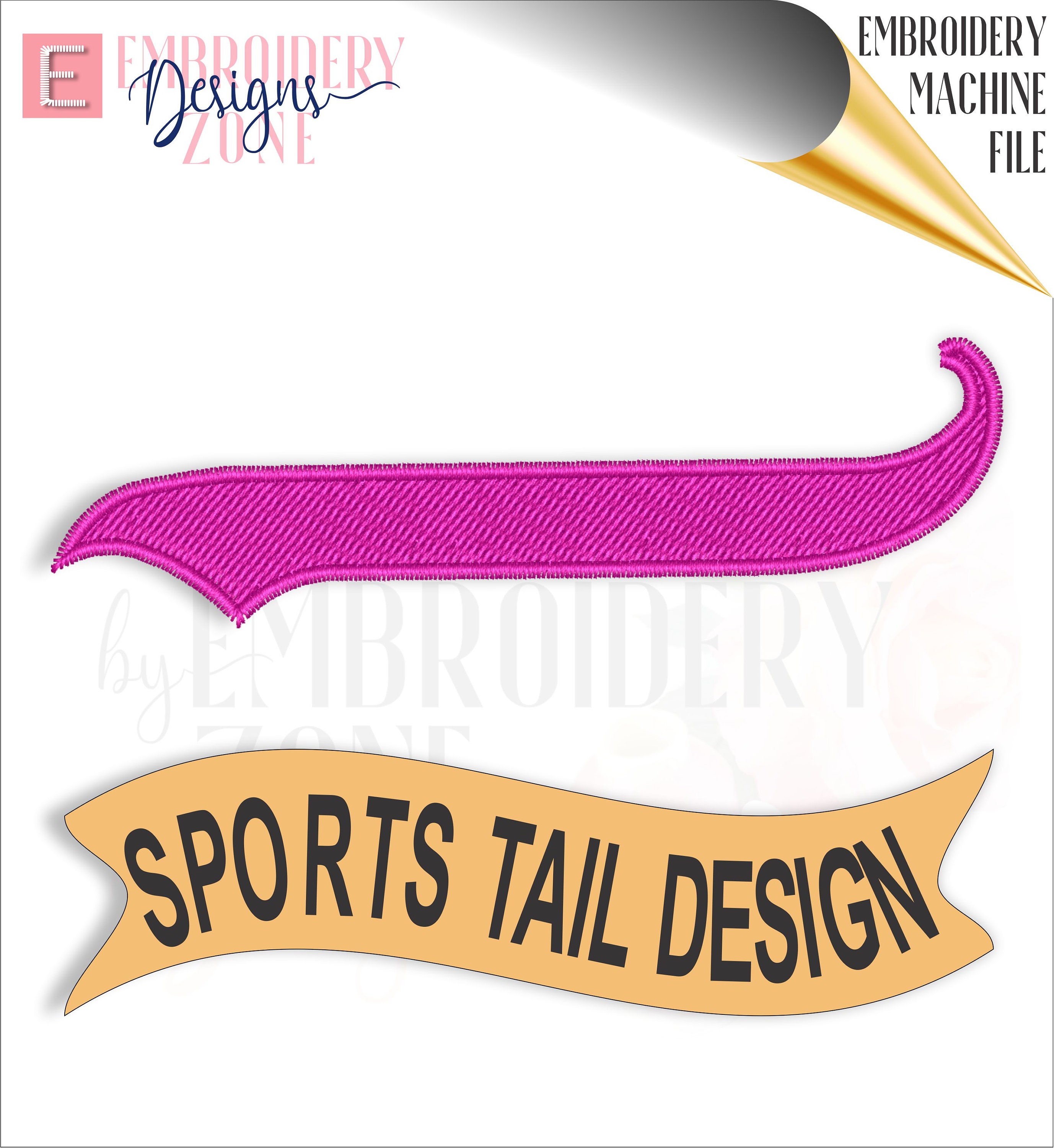 Sports Tail Embroidery Design, Banner Underline (PES Template) - Etsy