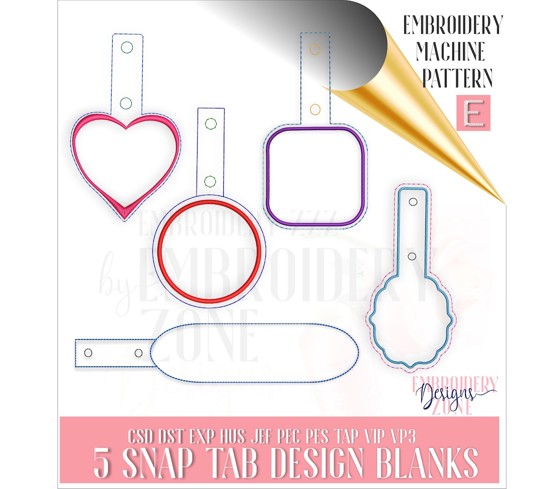 ITH Snap Tab Key Fob Design Blanks Set. Embroidery in the Hoop Key ...