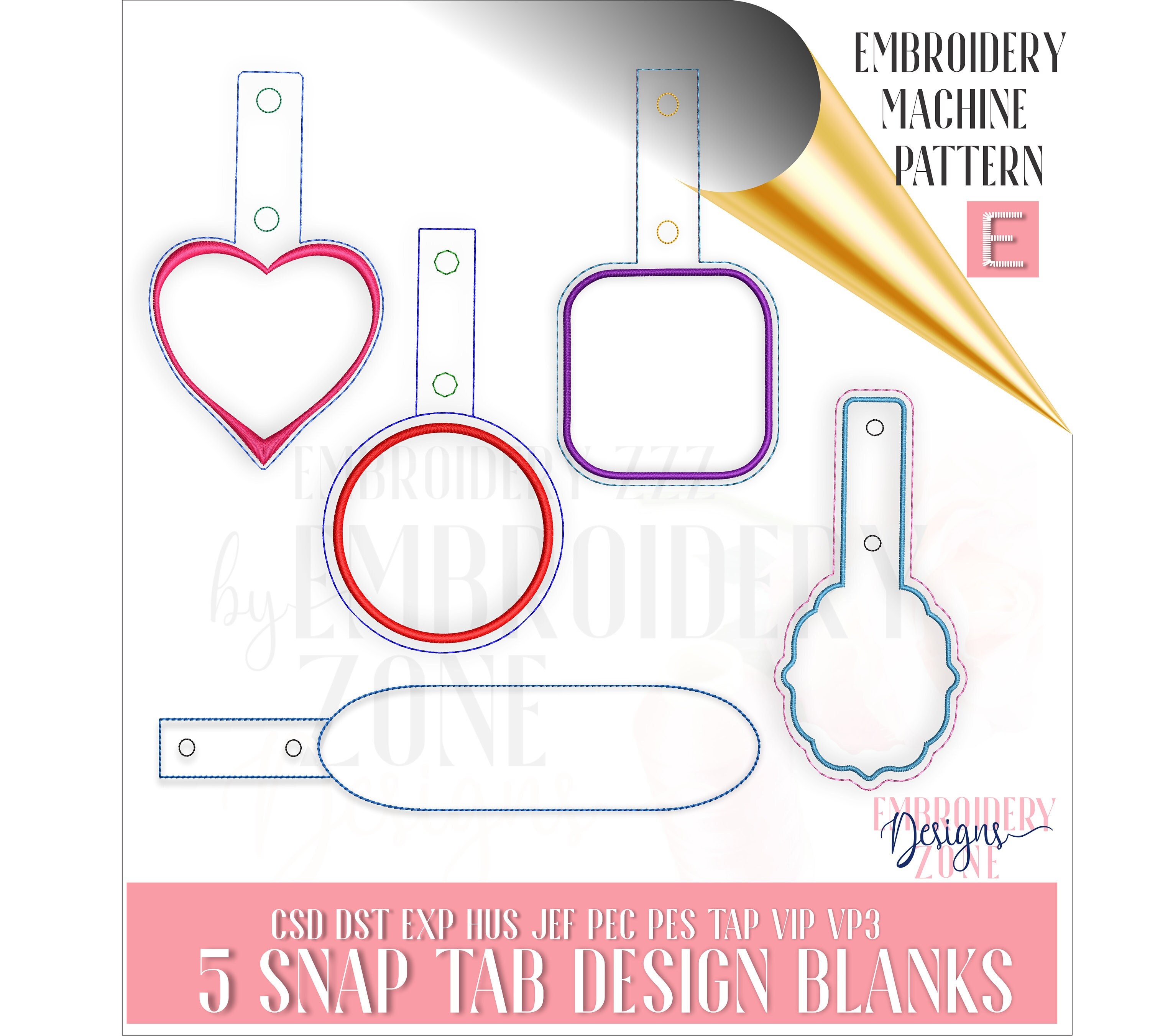 ITH Monogram Mini Love Blank Snap Tab & Eyelet Fob DIGITAL Embroidery ...