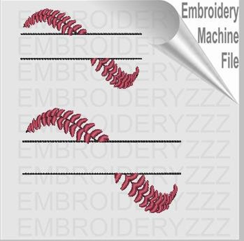 Baseball Red Stitching Lines Embroidery Pattern Blank Name - Etsy
