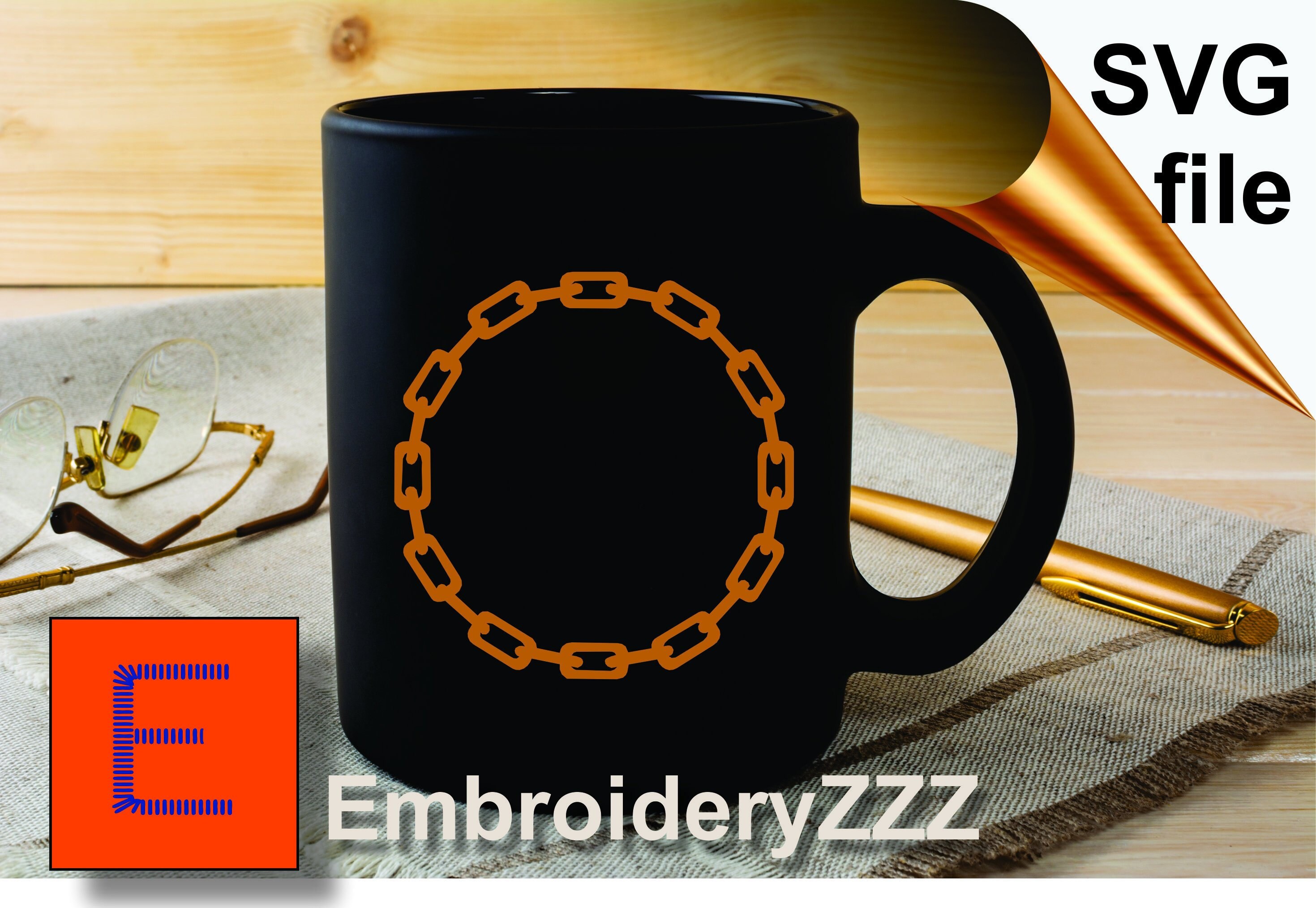 Circle Monogram SVG frame SVG chain svg monogram frame | Etsy