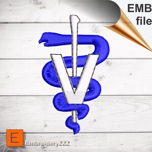 Veterinarian Caduceus Embroidery Design 3 Sizes for Lab Coats, Vet Logo ...