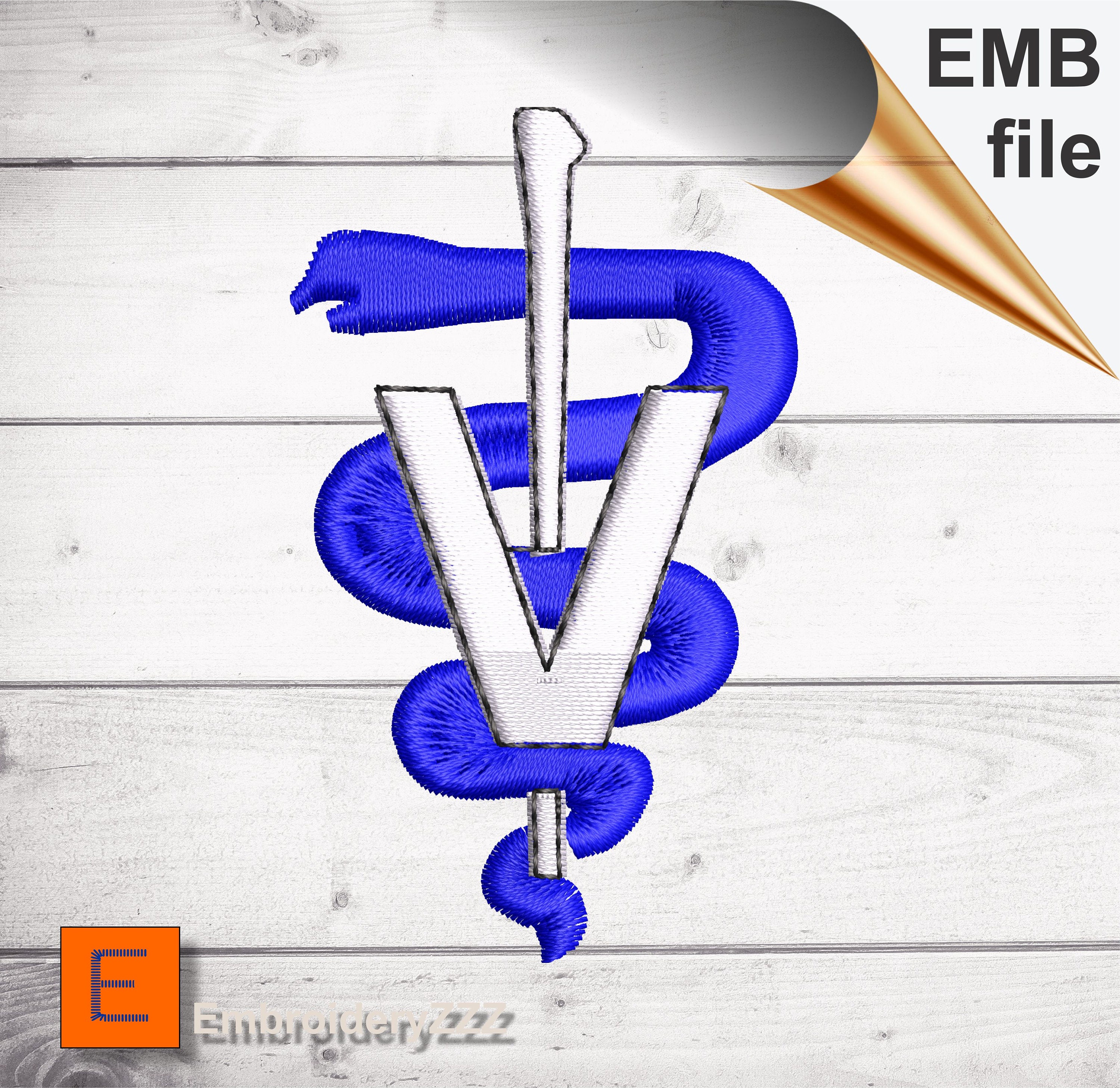 Veterinarian Caduceus Logo Embroidery Machine File. DVM Pattern to ...
