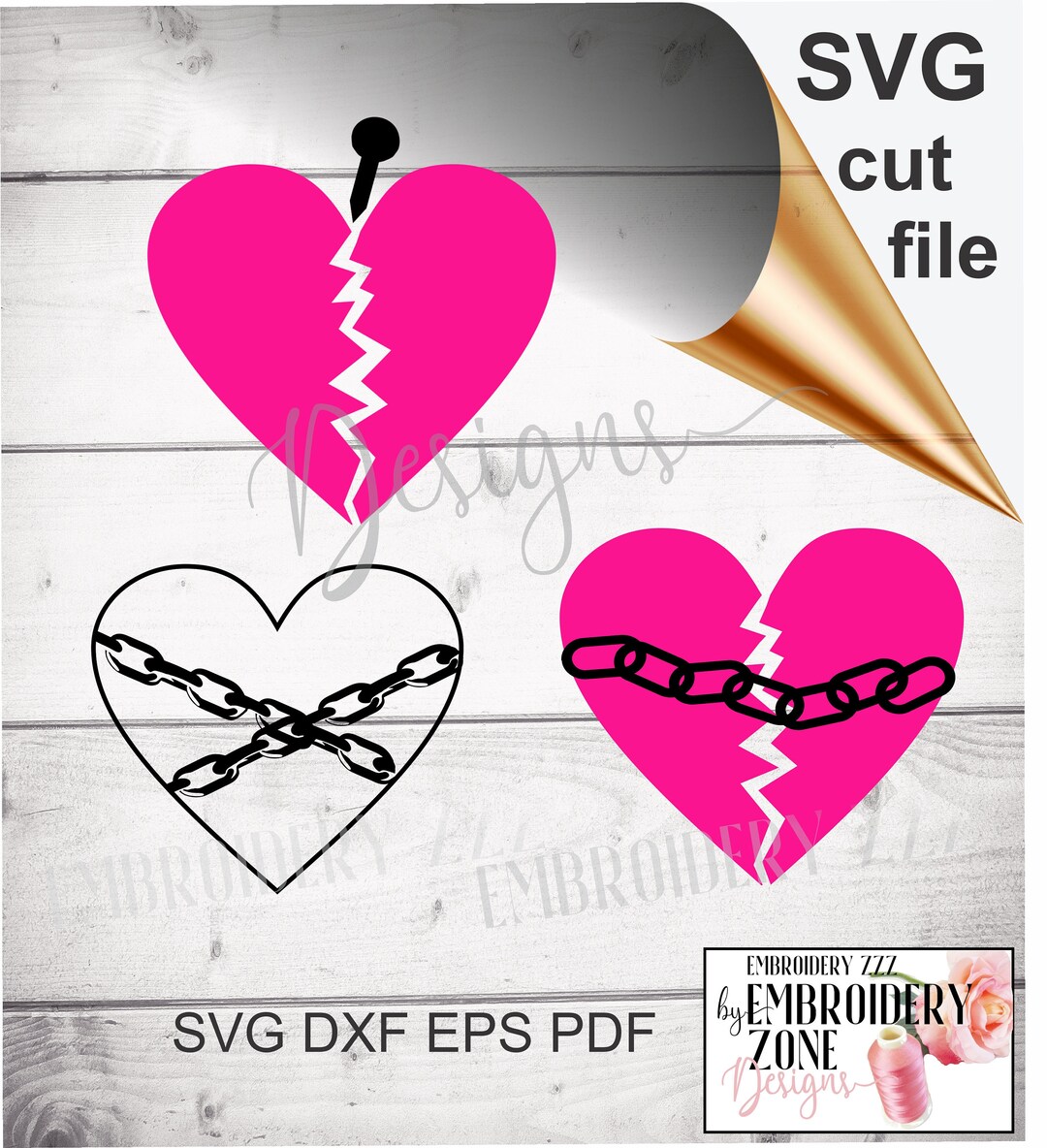 Heartbreaker Svg File Broken Heart Chains. Love Hurts Clip Art Design ...