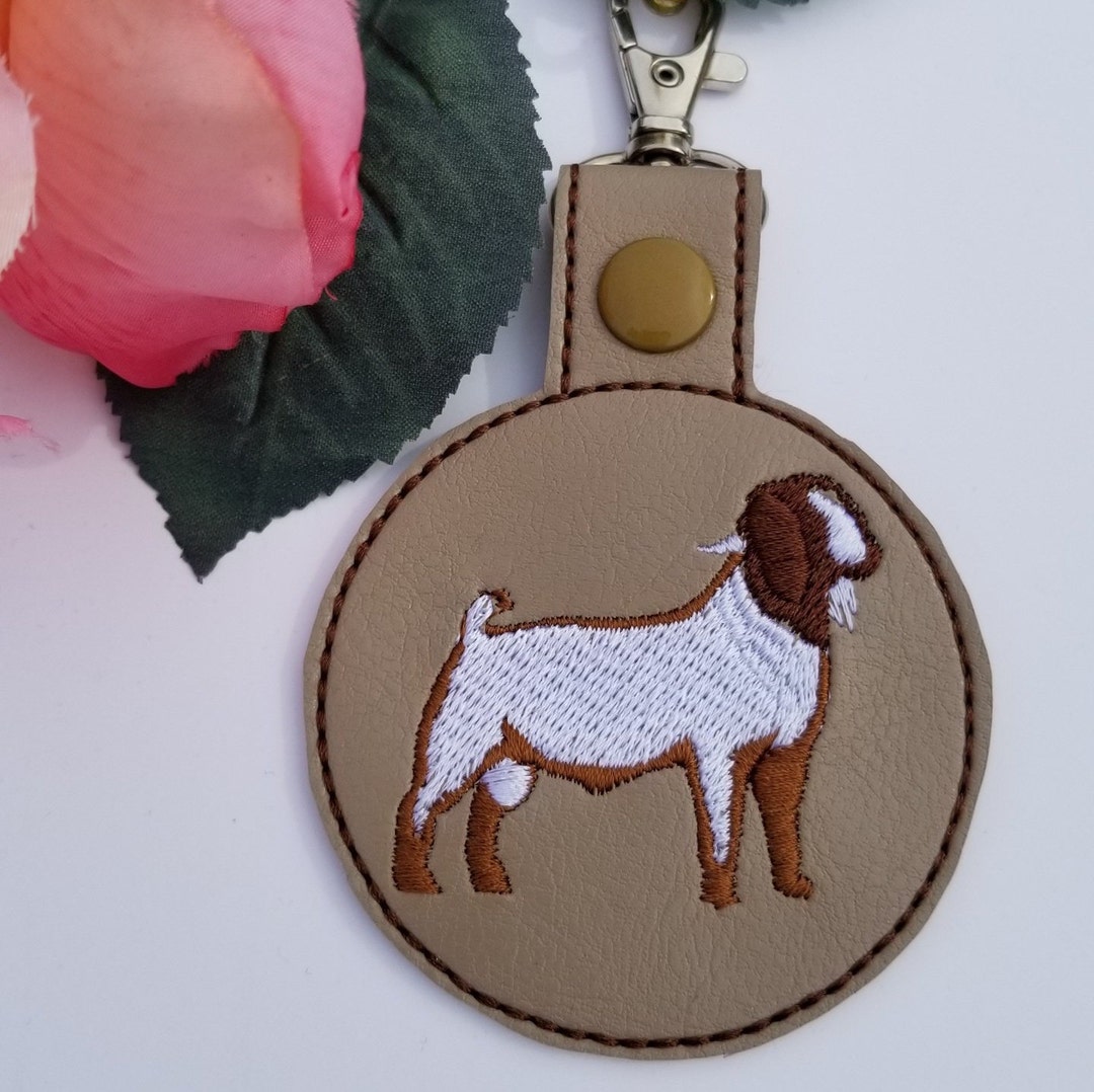 Male Boer Goat Snap Tab Key Fob in the Hoop Embroidery Pattern. ITH ...