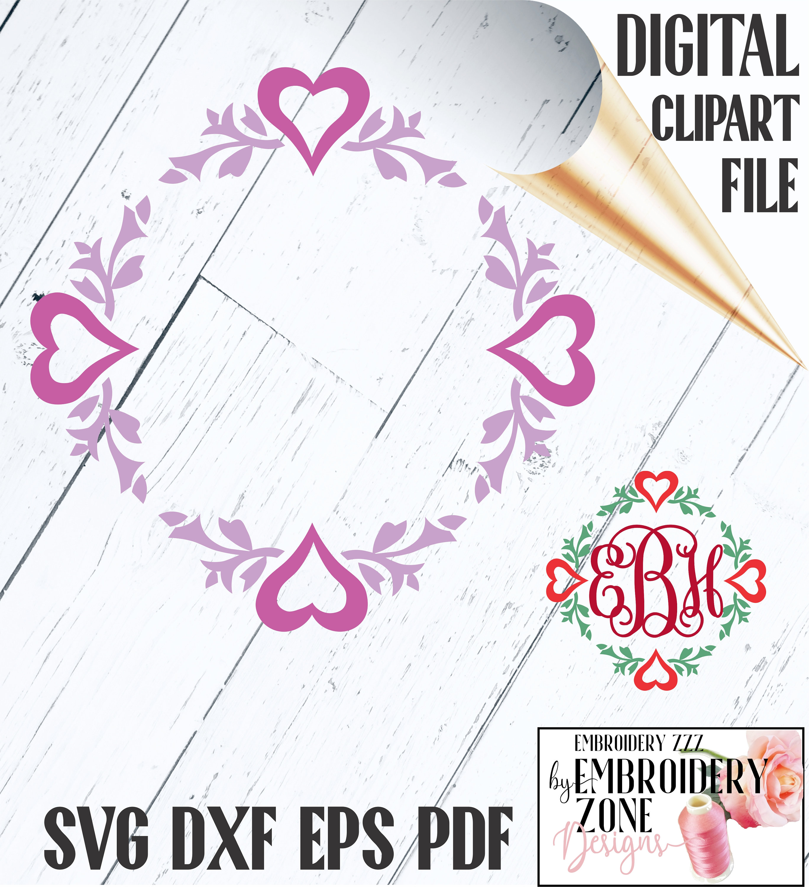 Circle Monogram Frame Monogram Border Clip Art. Circle of | Etsy