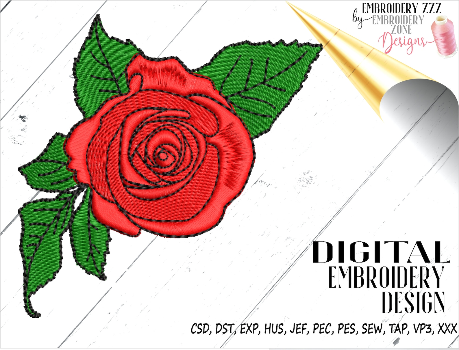 Rose Embroidery Design File Rose Monogram Rose Embroidery | Etsy