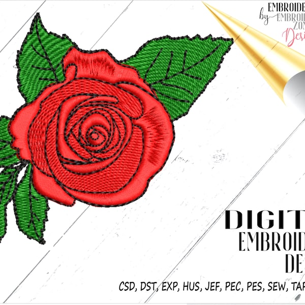 Embroidery Pes File Rose - Etsy