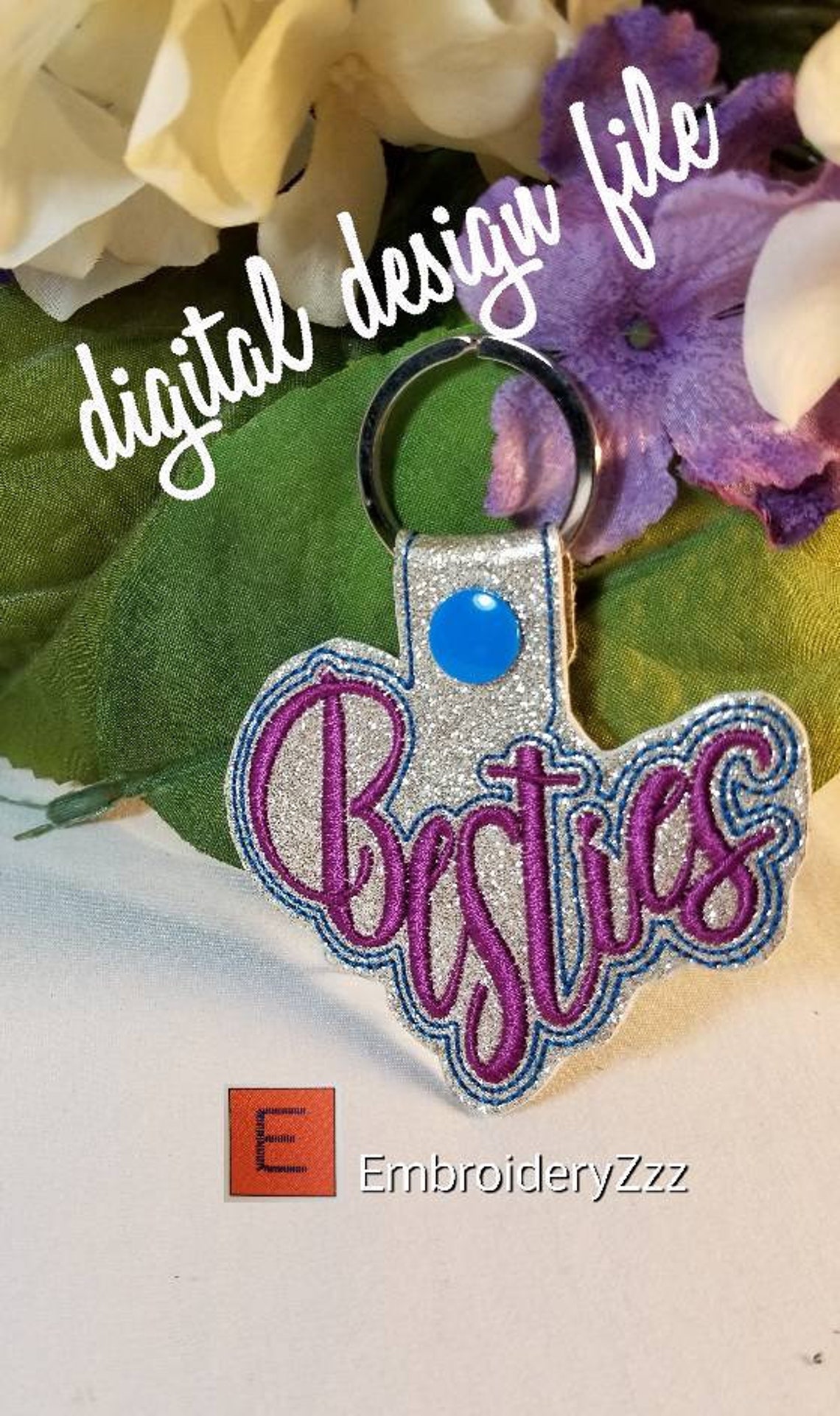 Besties in the Hoop Key Chain Embroidery Design Ith Key Fob | Etsy