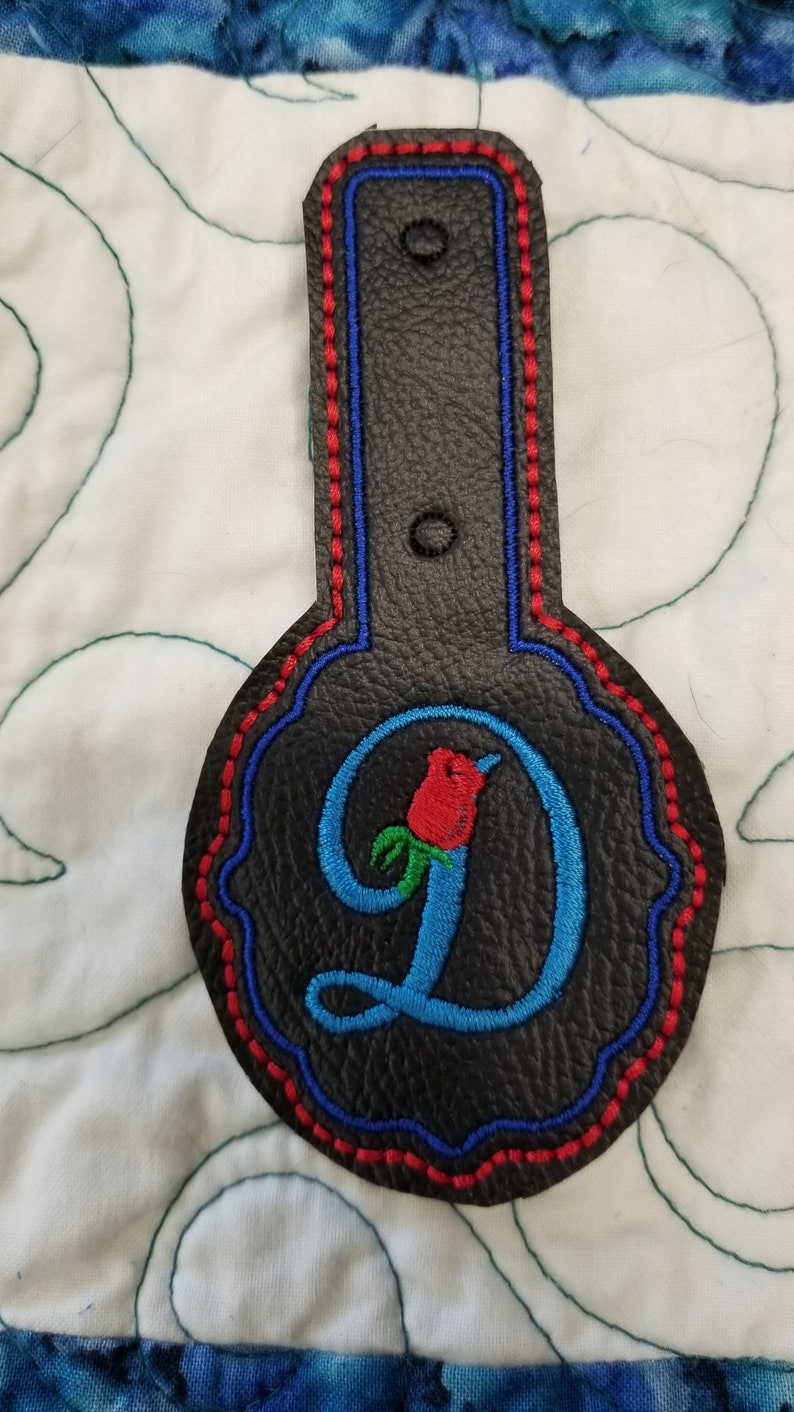Monogram D Snap Tab in the Hoop Key Fob Embroidery Design | Etsy