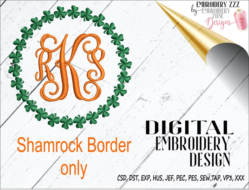 Shamrock Monogram Embroidery Frame Set. Two Sizes Included - Etsy