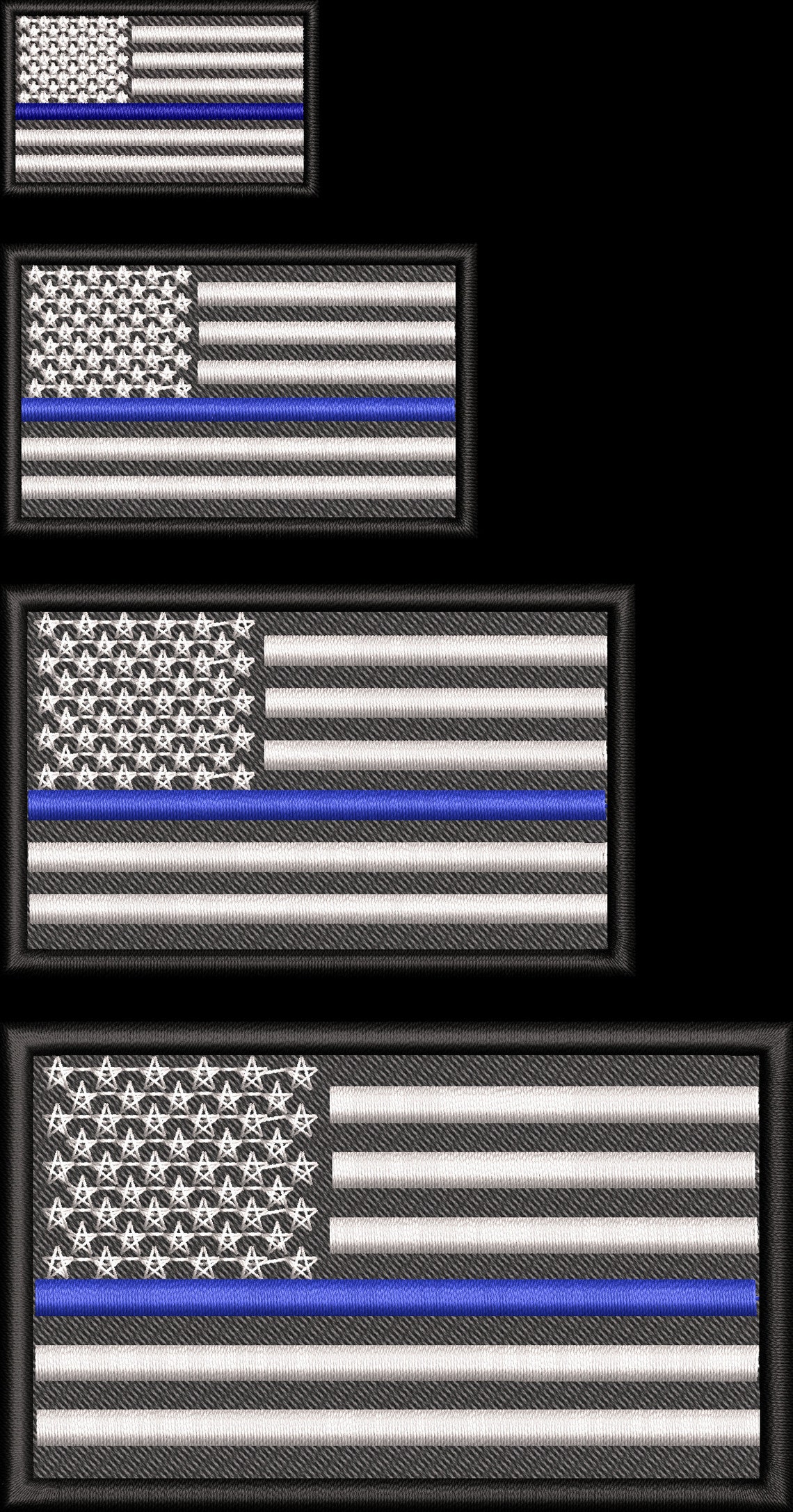 Thin Blue Line Flag Design Set of 4 Tactical US Flags. Blue | Etsy