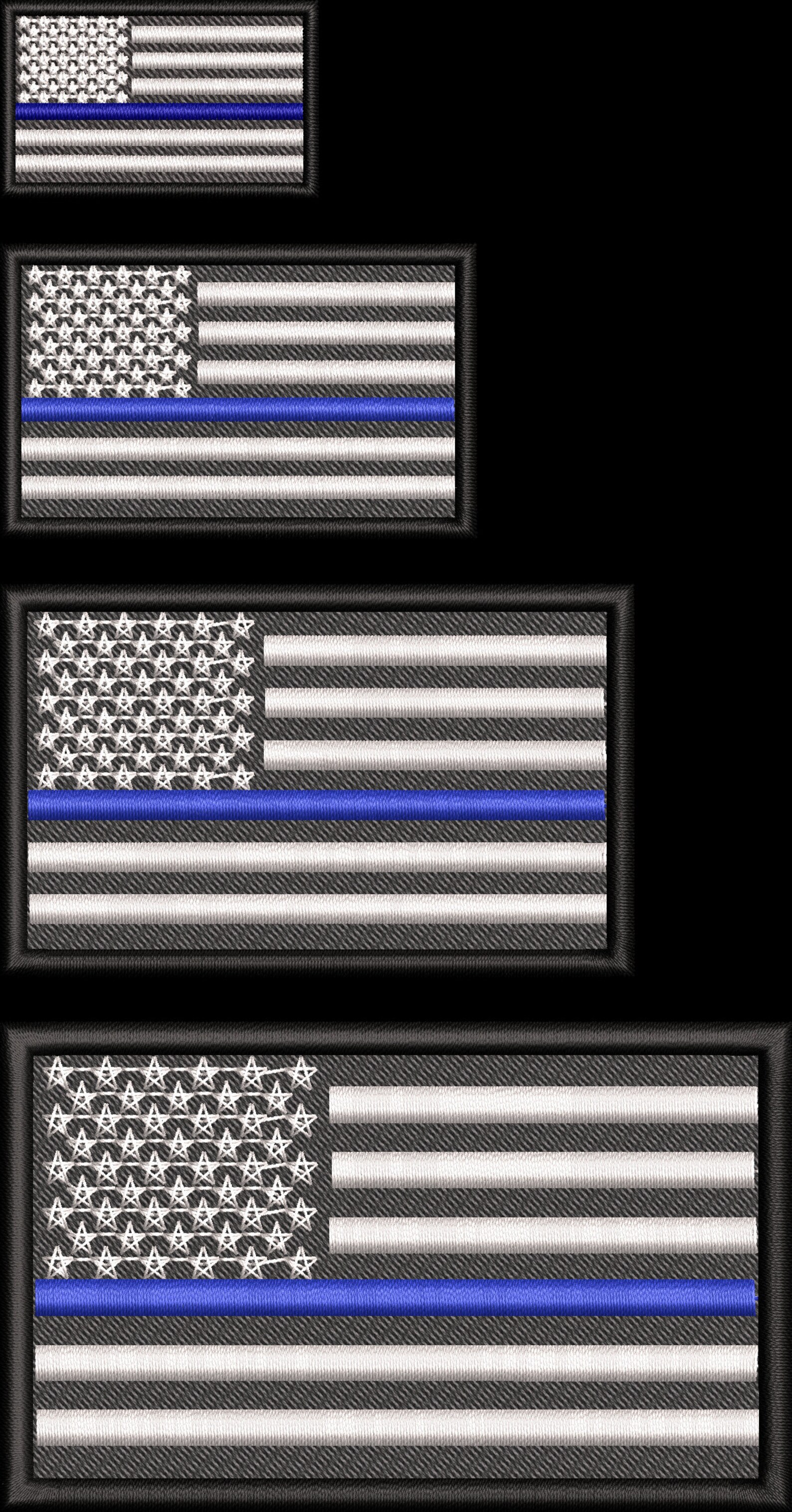 Thin Blue Line Flag Design, Set of 4 Tactical US Flags. Blue Lives ...