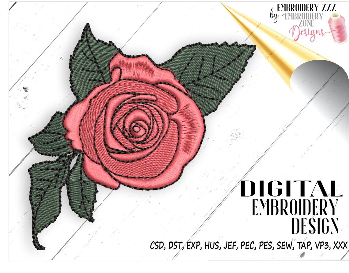 Rose Embroidery Design File Rose Monogram Rose Embroidery | Etsy
