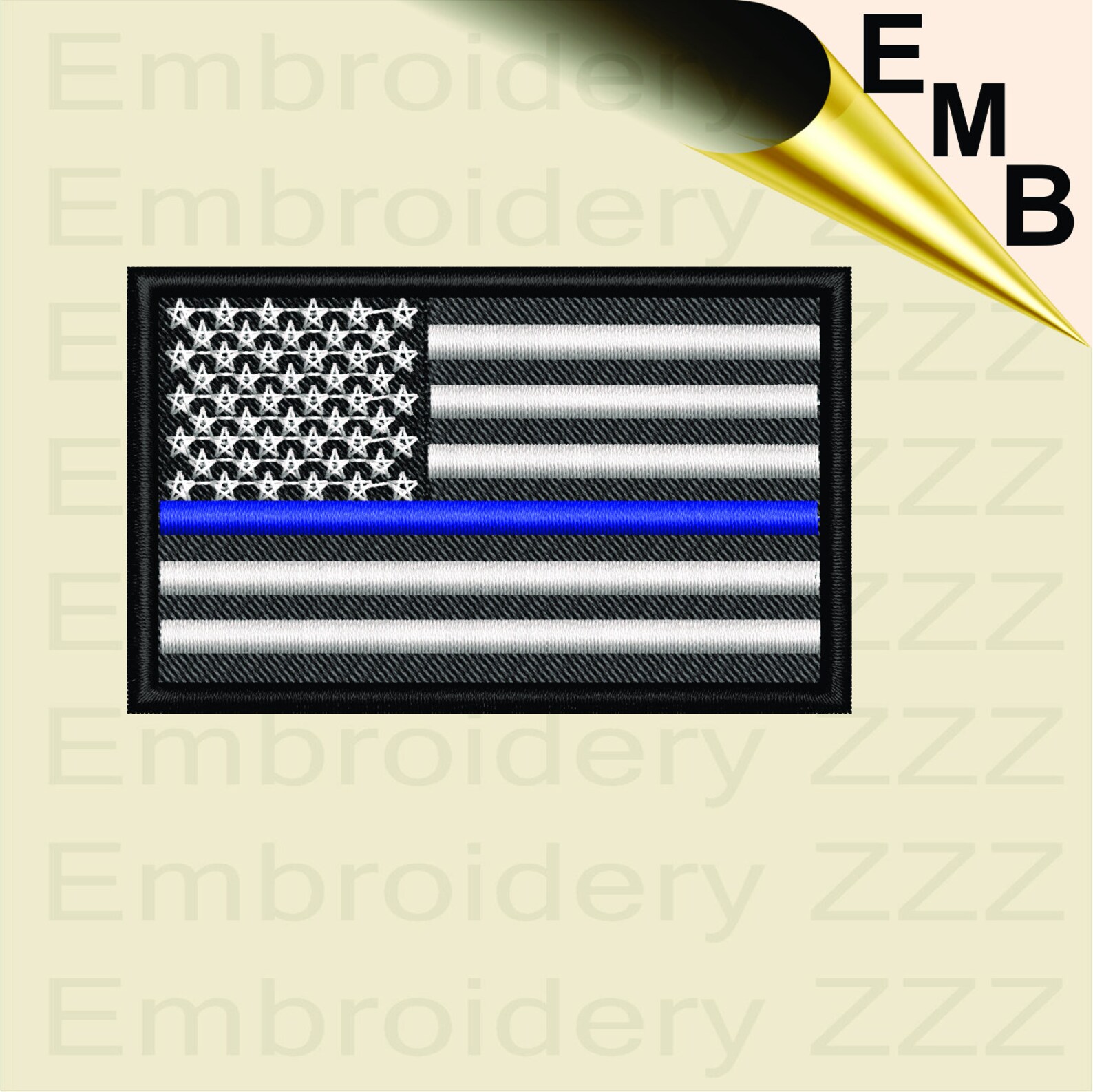 Thin Blue Line Flag Design Set of 3 Tactical US Flags. Blue | Etsy