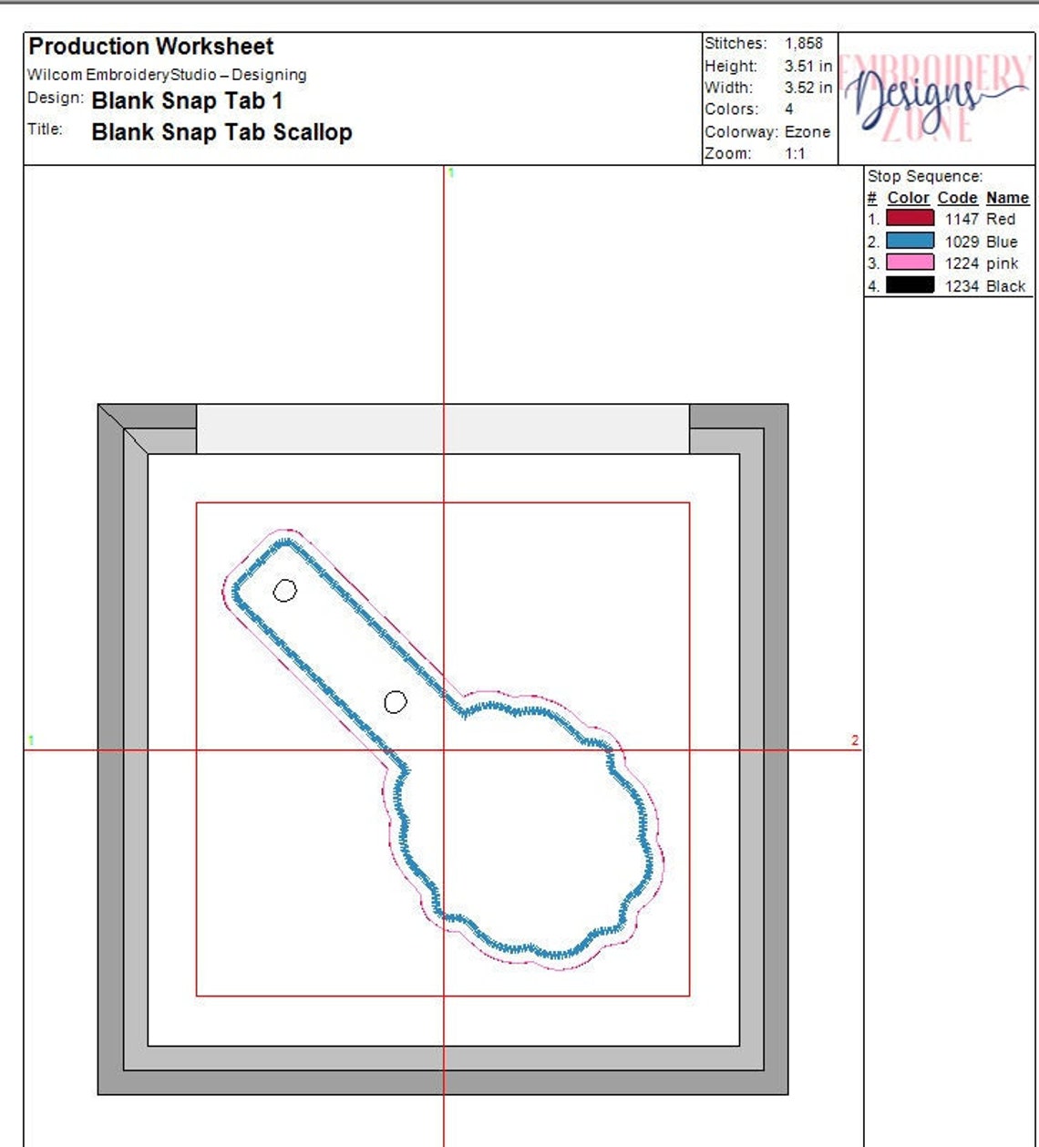 ITH Snap Tab Key Fob Blank Template, Monogram Frame (embroidery Design ...