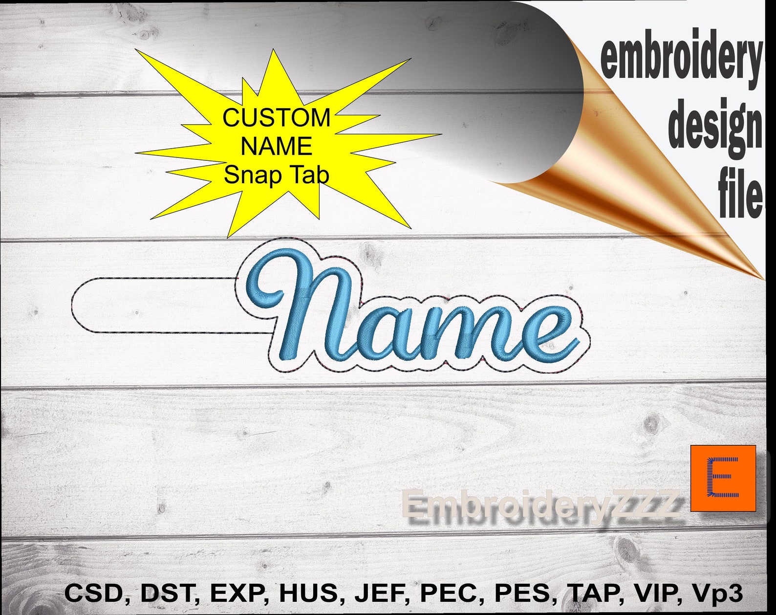 Custom Name Snap Tab Design File in the Hoop for Making - Etsy