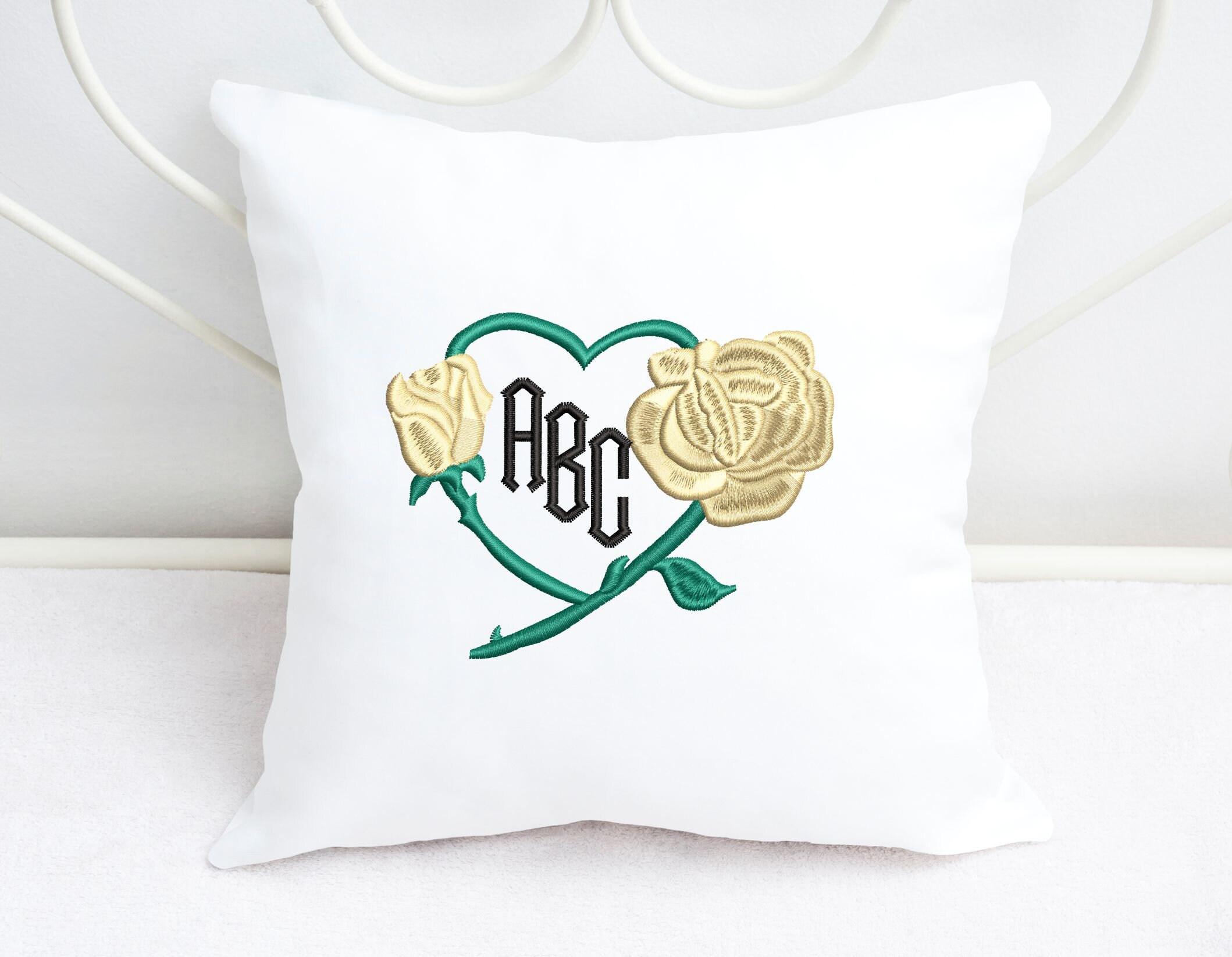 Rose Heart Design for Machine Embroidery. Valentine Monogram - Etsy