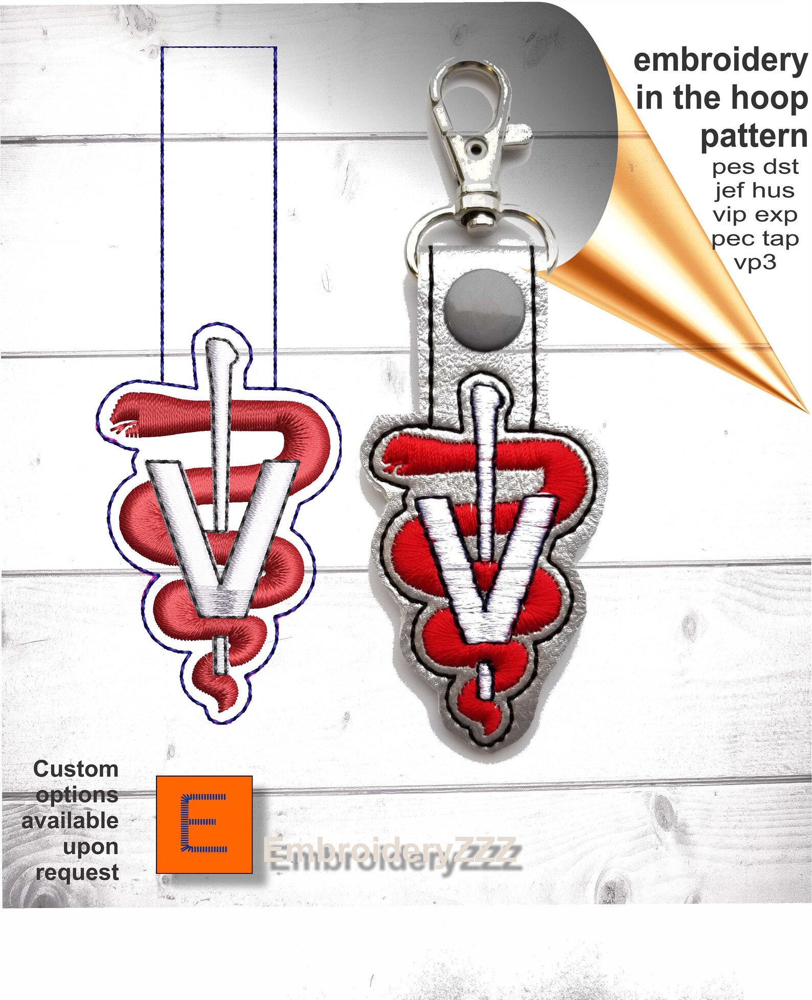 Veterinary Medicine Logo Embroidery Machine File. DVM Key Fob Pattern ...