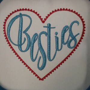 Besties Embroidery Pattern Design. BFF Valentine Heart Monogram Border ...