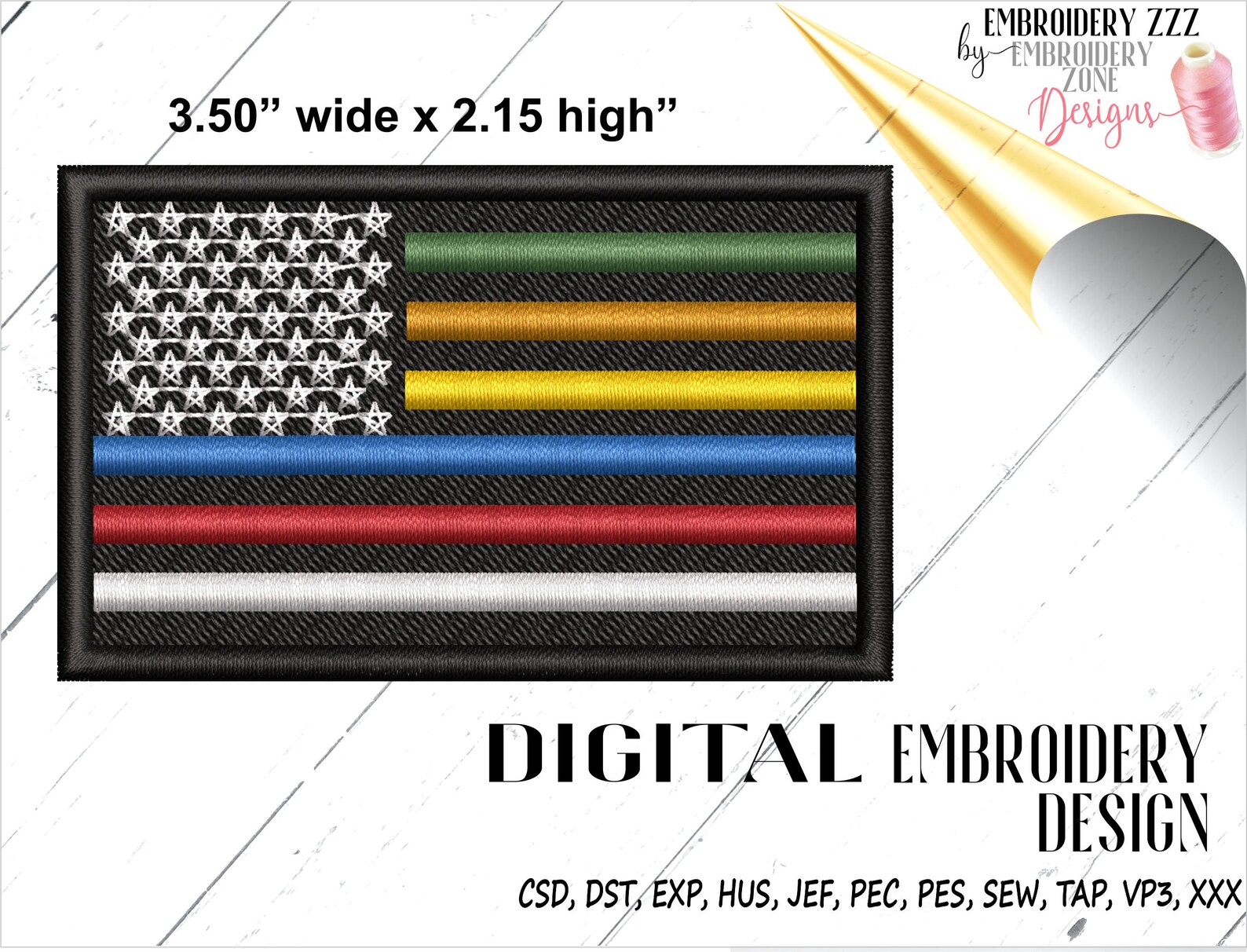 First Responders Flag Embroidery Design Pattern. Digital - Etsy