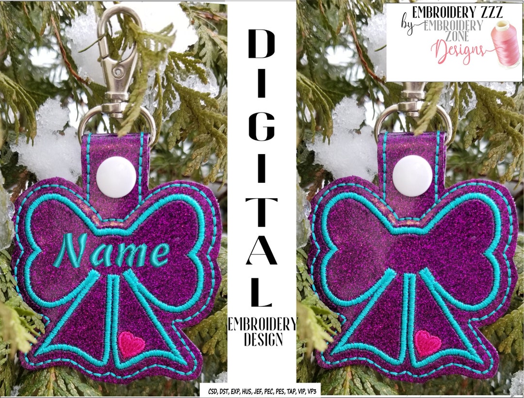 ITH Bow Snap Tab Key Fob Design. Embroidery in the Hoop Key - Etsy