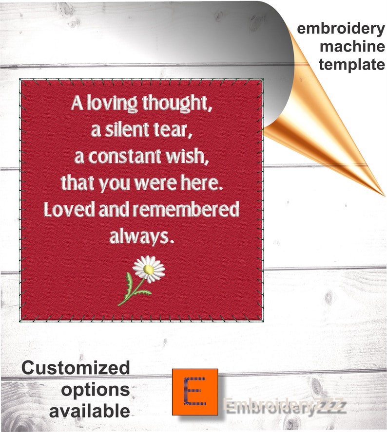 Memory Patch Embroidery Design: Sympathy Keepsake, 5x5 Hoop (PES ...