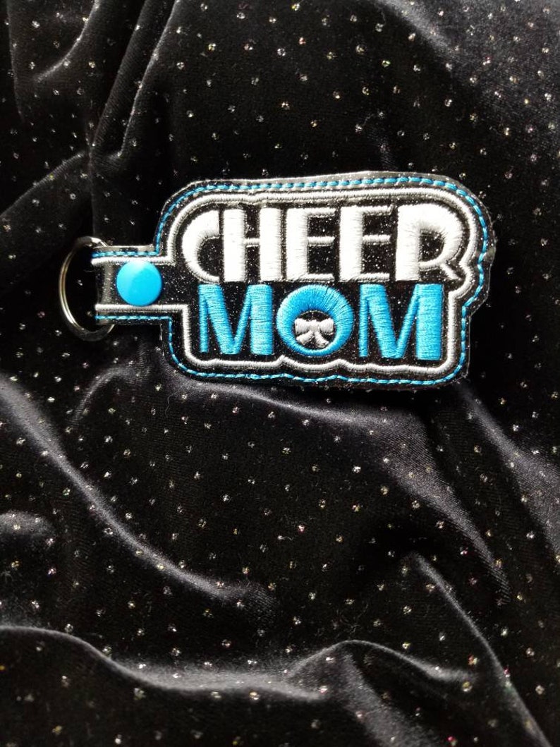 Cheer Mom Key Chain Embroidery Design in the Hoop, Snap-tab Ith Key Fob ...