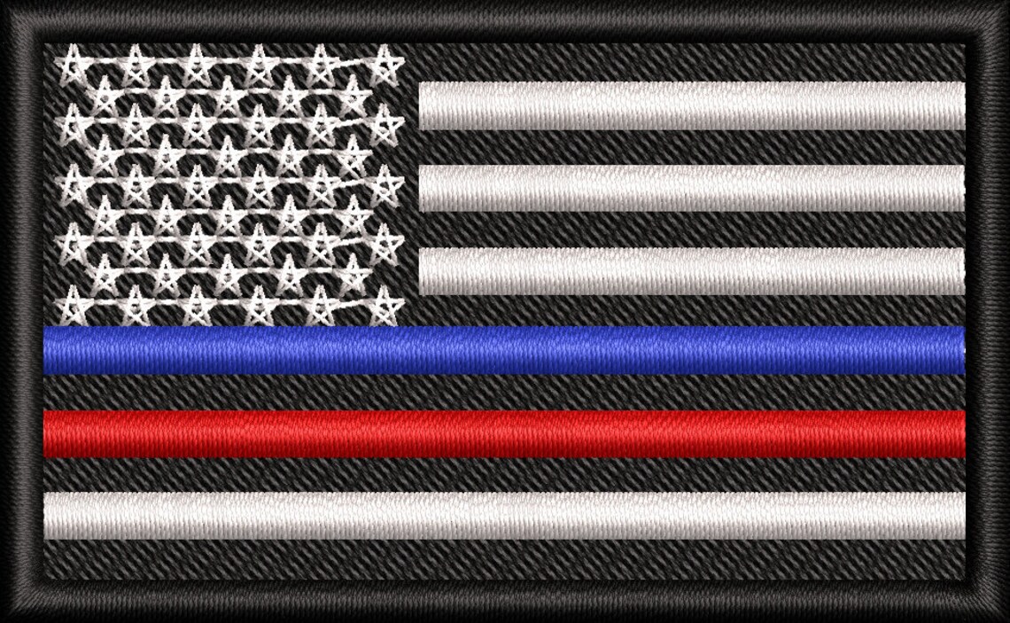 Thin Blue and Red Line Flag Embroidery Design. Military Flag Pattern ...