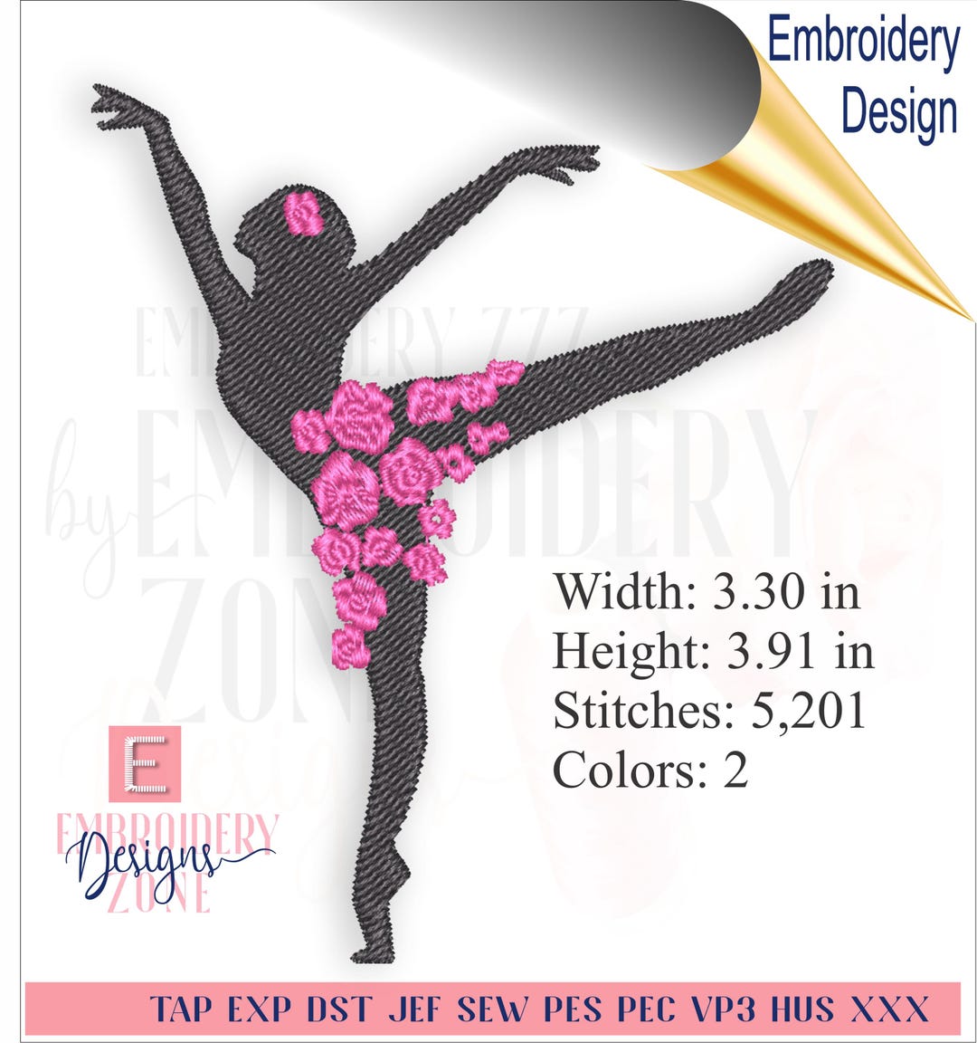 Dance Machine Embroidery Design. Floral Dancer on Point. Dancing ...