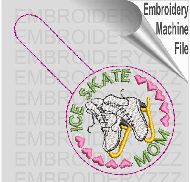 Ice Skate Mom Design for Embroidering in the Hoop Snap Tabs. | Etsy