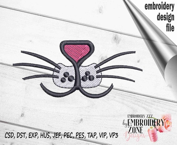 Cat nose design file. Face pattern for machine embroidery. | Etsy