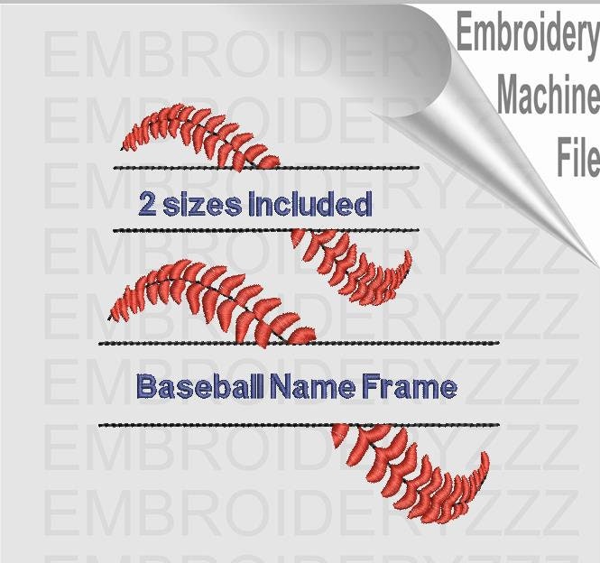 Baseball Red Stitching Lines Embroidery Pattern Blank Name - Etsy