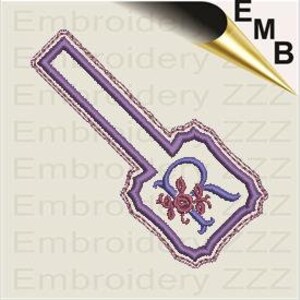 Monogram ITH Full Embroidery Alphabet A-Z Snap Tab Key Fob. Dst Pes Jef ...