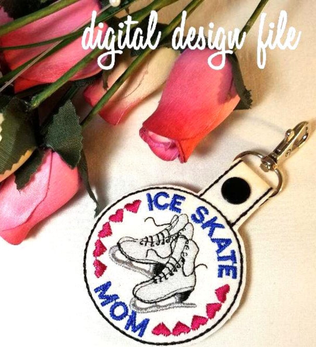 Ice Skate Mom Design for Embroidering in the Hoop Snap Tabs. Mum Key ...