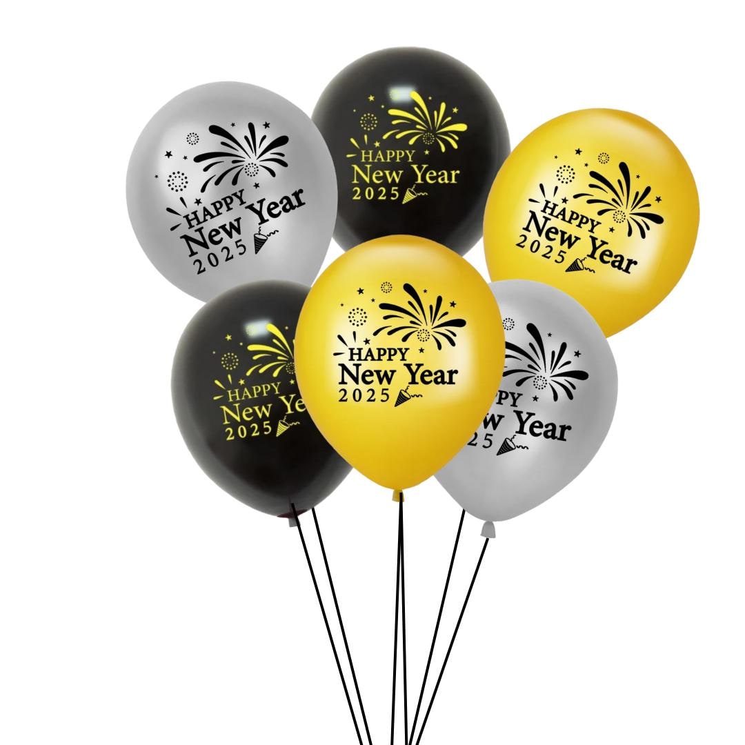 2025 Happy New Year Balloons | 2025 Balloons | New Year Latex Balloons ...