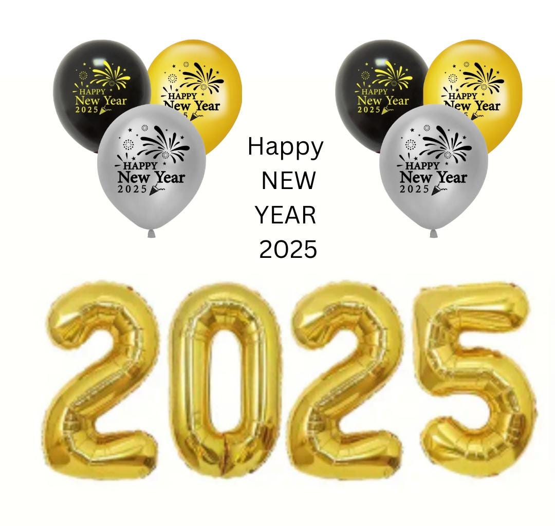 2025 Happy New Year Balloons | 2025 Balloons | New Year Latex Balloons ...